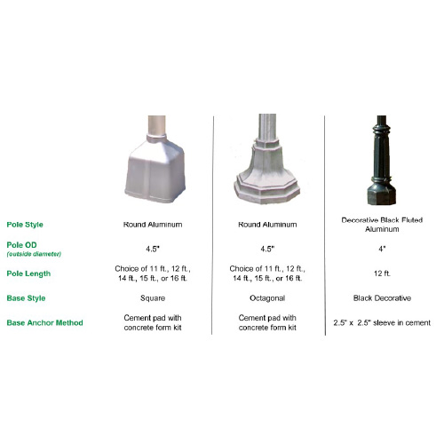 Round Aluminum Pole With Square Base